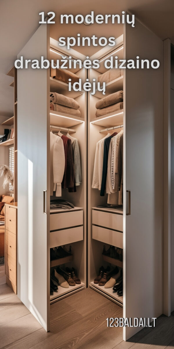 25 funkcionalios spintos drabužinės dizaino idėjos